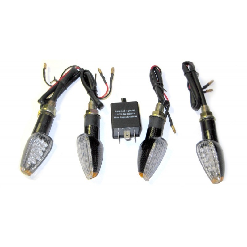 Quatre clignotants à leds plus centrale clignotante pour moto - Led-effect